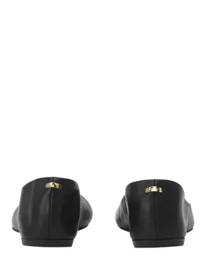 LANVIN Leather Ballerina Flats - Black