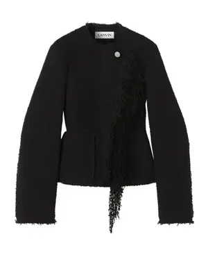 LANVIN Asymmetrical Boucle Wool Jacket - Black