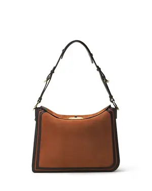 LANVIN Compagnon Asymmetrical Suede Shoulder Bag - Chestnut