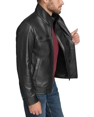 Andrew Marc Winton Leather Bomber Jacket - Black