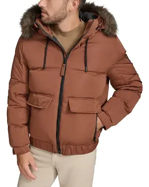 Andrew Marc Lithgow Bomber Jacket With Removable Hood - Copper