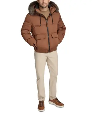 Andrew Marc Lithgow Bomber Jacket With Removable Hood - Copper