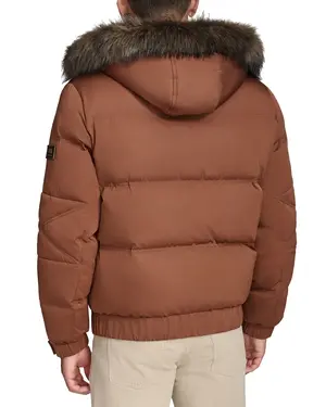 Andrew Marc Lithgow Bomber Jacket With Removable Hood - Copper
