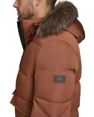 Andrew Marc Lithgow Bomber Jacket With Removable Hood - Copper