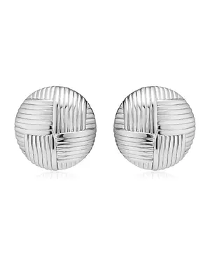 ORADINA Sterling Woven Button Earrings - Silver