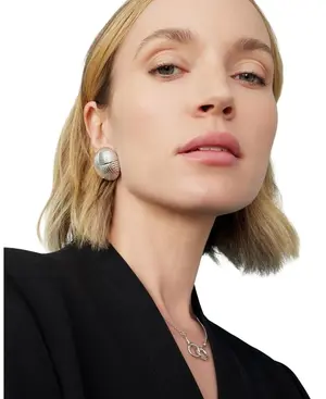 ORADINA Sterling Woven Button Earrings