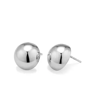 ORADINA Sterling Dome Button Stud Earrings - Silver