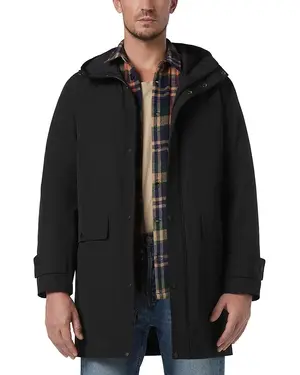 Andrew Marc Tucker Hooded Rain Jacket - Black