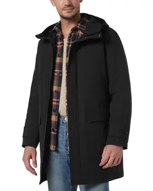Andrew Marc Tucker Hooded Rain Jacket - Black