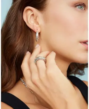 ORADINA Sterling Byzantine Hoop Earrings - Silver