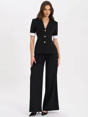 MISS CIRCLE Aleeza Wide Leg Suit Pants