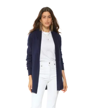 MONTICELLI CASHMERE Long Open Front Pure Cashmere Cardigan - Blue