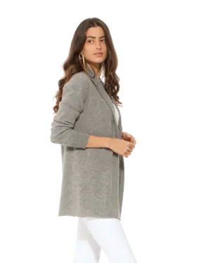 MONTICELLI CASHMERE Long Open Front Pure Cashmere Cardigan - Medium Grey