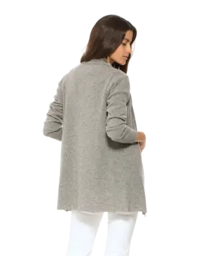 MONTICELLI CASHMERE Long Open Front Pure Cashmere Cardigan - Medium Grey