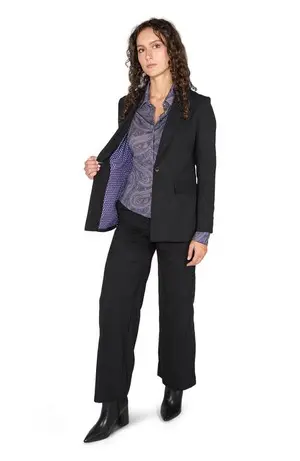 LORDS OF HARLECH Julia Stretch Wool Tailored Blazer - Black