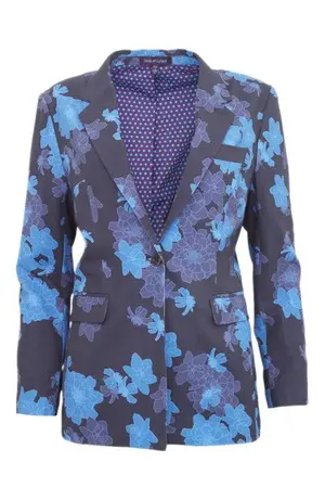 LORDS OF HARLECH Julia Stretch Wool Tailored Blazer - Softbloom Navy