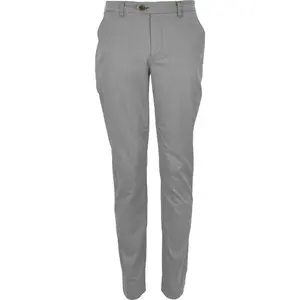LORDS OF HARLECH Jack Flat Front Stretch Sateen Chino Pants - Grey
