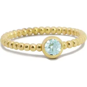 THE LOVERY FINE JEWELRY 14k Yellow Gold Beaded Ring With - Aquamarine