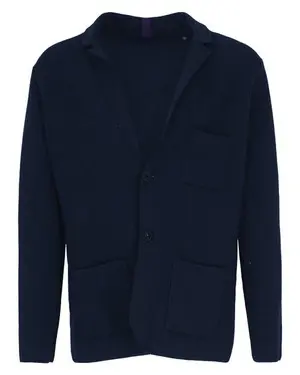 LORDS OF HARLECH Jacob Merino Wool Sweater Blazer - Navy