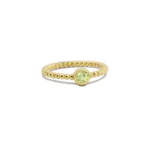 THE LOVERY 14k Yellow Gold Beaded Peridot Ring - Perdiot