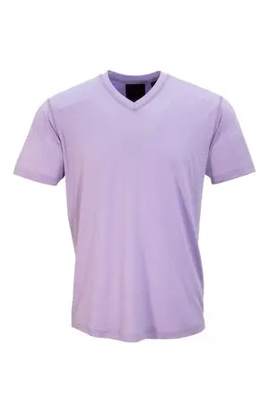 LORDS OF HARLECH Victor Extra Fine Merino Wool V-neck Shirt - Lavender