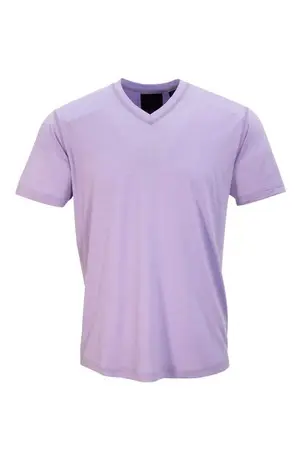 LORDS OF HARLECH Victor Extra Fine Merino Wool V-neck Shirt - Lavender