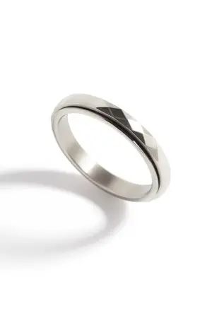 MINT & LILY Dainty Hammered Band Spinning Fidget Ring Silver