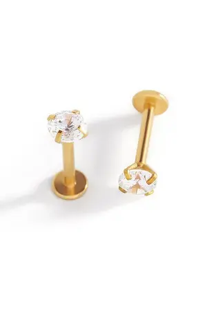 MINT & LILY Crystal Flatback Stud Earrings - 18k Gold Plated