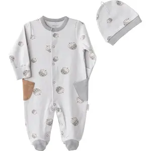 ANDY WAWA Printed Romper With Hat - Grey