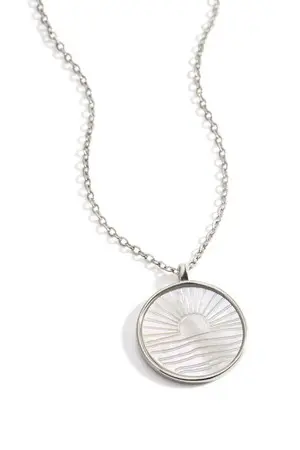 MINT & LILY Mother Of Pearl Sunrise Pendant Necklace - Silver