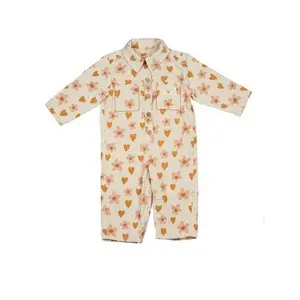 WILD WAWA Floral Corduroy Jumpsuit Desert Rose Hearts