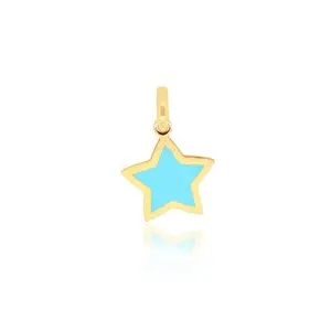 THE LOVERY FINE JEWELRY 14k Yellow Gold Star Charm - Turquoise
