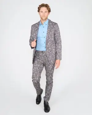 LORDS OF HARLECH Hadrian Stretch Cotton Blazer - Madrid Paisley Smoke