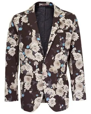 LORDS OF HARLECH Hadrian Stretch Cotton Blazer - Serious Floral Black