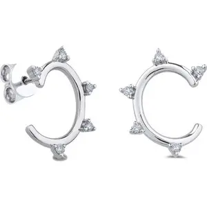 SEED2STONE Mini Spiky Oval Hoop Earrings With Lab-grown Diamonds - Silver