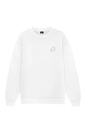 DALIX Relaxed Fit Fleece Pullover Sweatshirt - White
