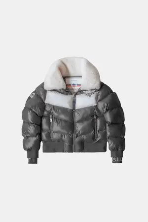 MALIBU SKI CLUB Apres Slick Bomber Jacket - Grey