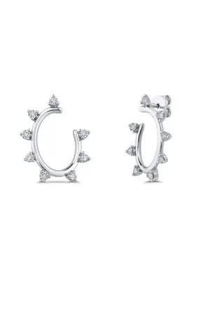 SEED2STONE Spiky Oval Diamond Hoop Earrings - Silver