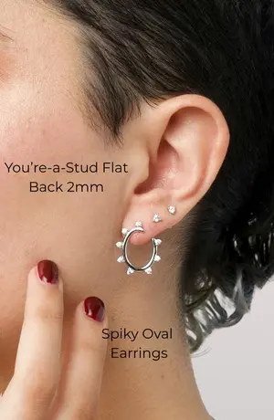 SEED2STONE Spiky Oval Diamond Hoop Earrings