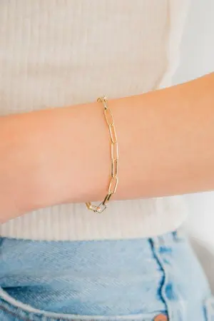 MINT & LILY Open Link Paperclip Chain Bracelet - 18k Gold Plated