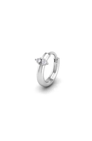 SEED2STONE Twin Diamond Single Hoop Earring - Silver