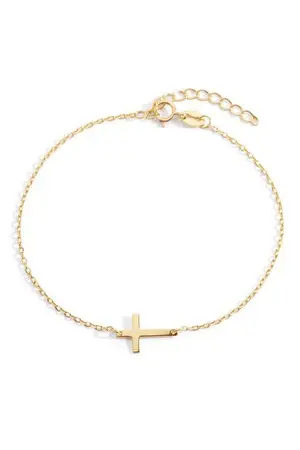 MINT & LILY Cross Charm Bracelet - 18k Gold Over Sterling Silver