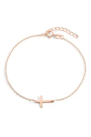 MINT & LILY Cross Charm Bracelet - Rose Gold Over Sterling Silver