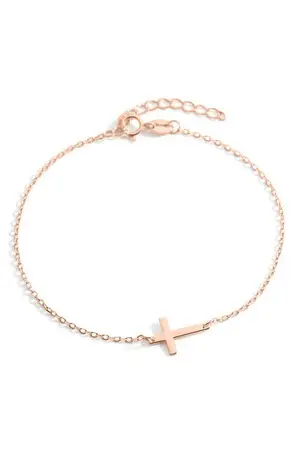 MINT & LILY Cross Charm Bracelet - Rose Gold Over Sterling Silver