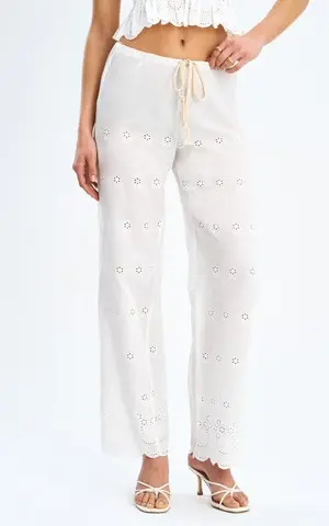 MISS CIRCLE Eyelet Straight Leg Pant