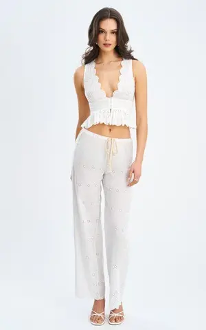 MISS CIRCLE Eyelet Straight Leg Pant