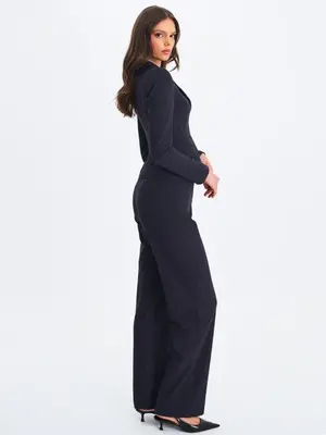 MISS CIRCLE NEW YORK High-waisted Striped Straight Leg Pant