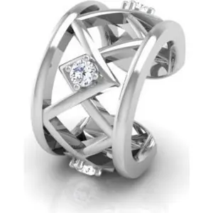 SEED2STONE Criss Cross Diamond Ear Cuff - Silver