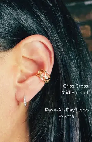 SEED2STONE Criss Cross Diamond Ear Cuff - Yellow Gold