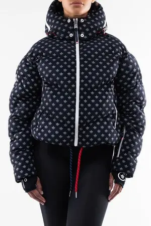 MALIBU SKI CLUB Ditsy Hooded Puffer Jacket - Navy
